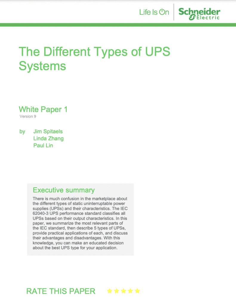 Understanding the different types of UPS systems - EfficiencyIT